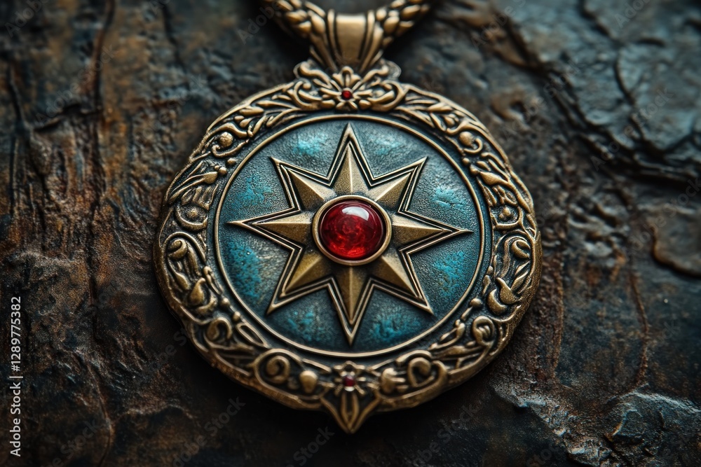 Stock-Foto „Vintage Military Medal with Star Design - Red and Silver ...