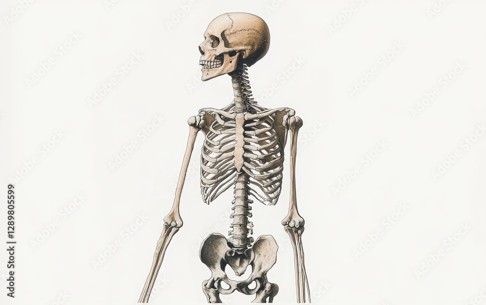 Human Skeleton Anatomical Illustration with Chiaroscuro Lighting of Leg ...