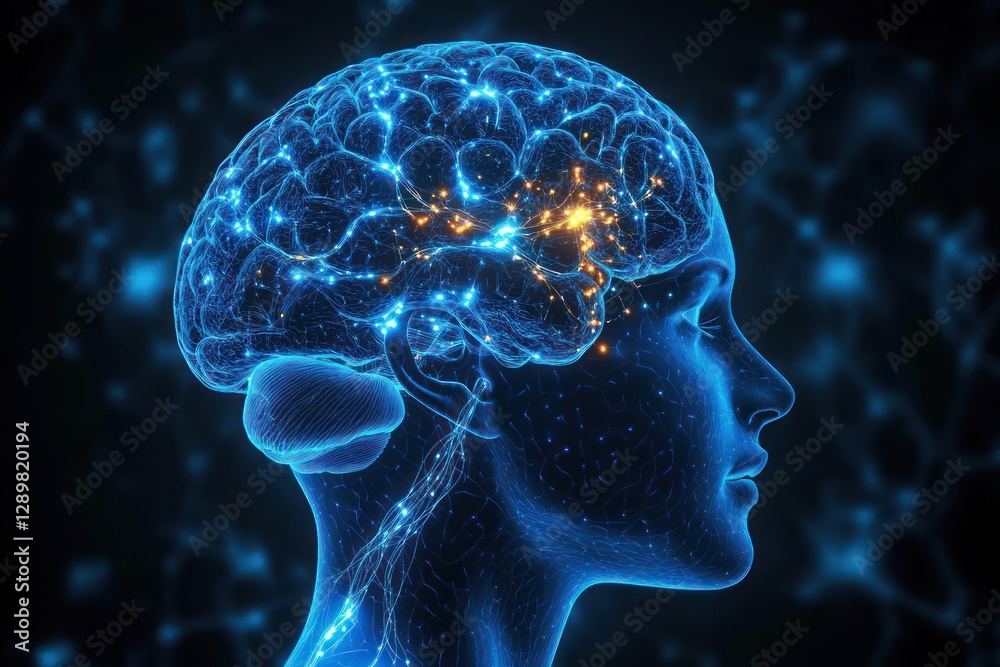 Hyper-realistic Medical Illustration of Human Brain Neural Pathways and ...