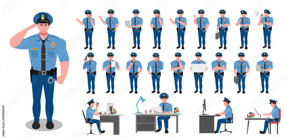 Police Officer Character Design Model Sheet. Man, Character design ...