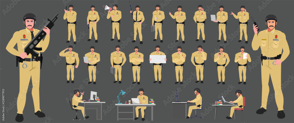 Police Officer Character Design Model Sheet. Man, Character design ...