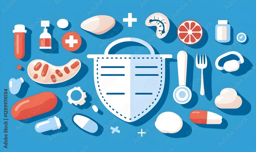 Food Safety Hygiene Icon Set, features vibrant icons representing ...