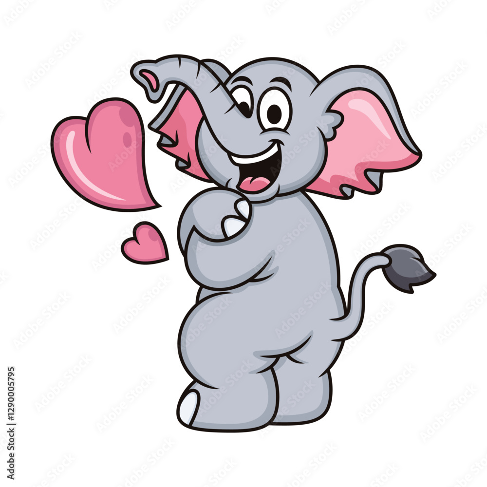 Cute elephant with hugging pose with love. Vector cartoon illustration ...