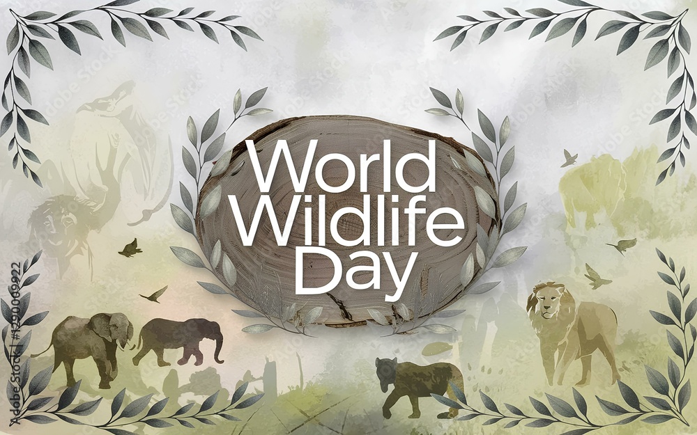 World Wildlife Day Text in Modern Minimalist Font with Natural Wood ...