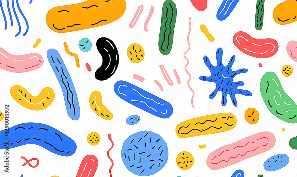 Illustrated Probiotics Educational Chart, clear labeling of various ...