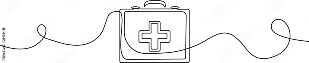 Continuous one line drawing of first aid box kit vector illustration ...