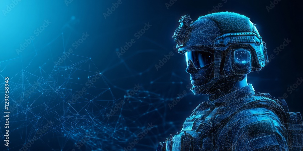 Ilustracja bez tantiem: Digital soldier wearing tactical gear stands ...