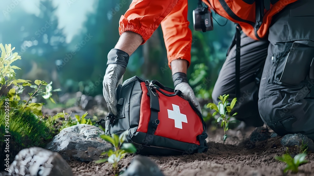 First Aid Responder Providing Cold Compress to Cool and Treat Burn ...