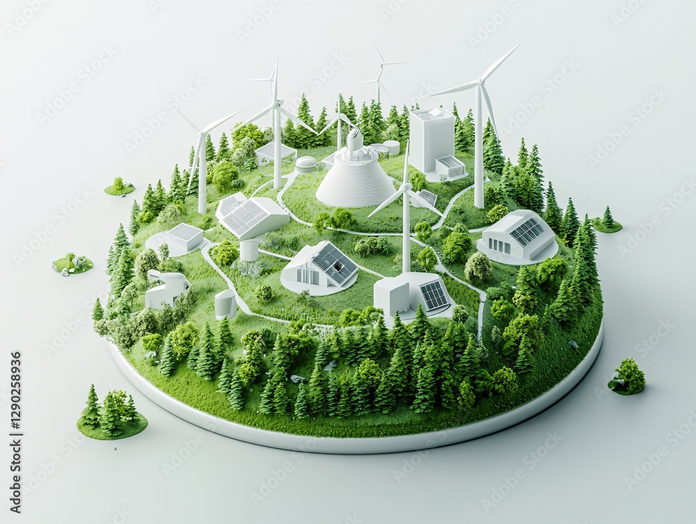 a breathtaking aerial view of a futuristic floating island powered by ...