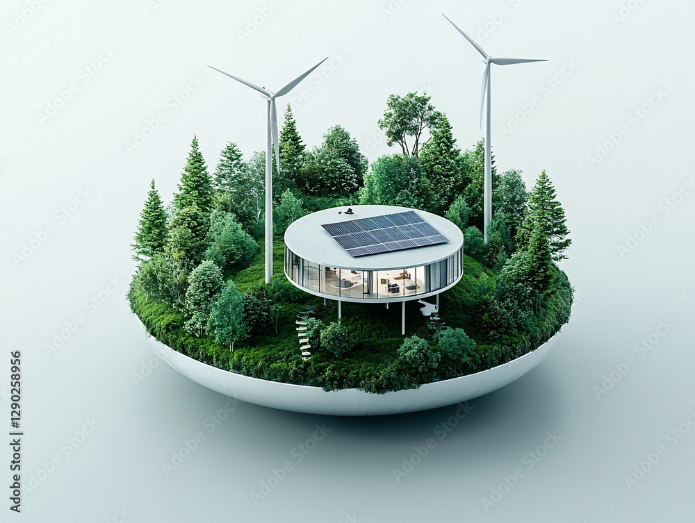 a breathtaking aerial view of a futuristic floating island powered by ...