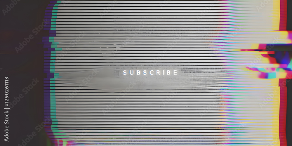 TV screen texture with glitch text SUBSCRIBE. HDTV no signal problems ...