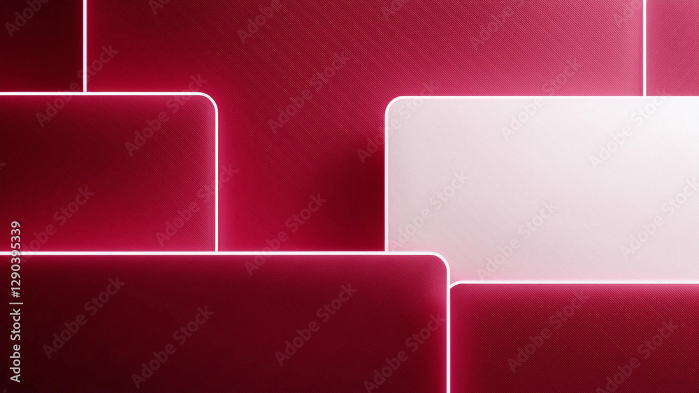 Geometric Red Panels with Neon Outlines Stock Illustration | Adobe Stock