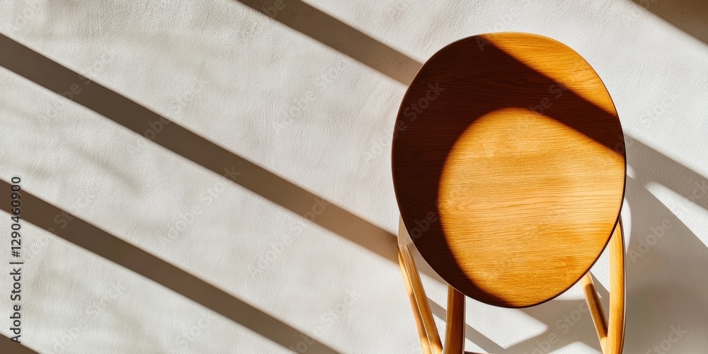 ภาพถ่าย Stock Minimalist Dining Experience Sunlit Wooden Table with ...