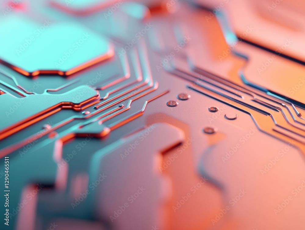 Contemporary AI Visualization Sleek Metallic Circuit Patterns and ...