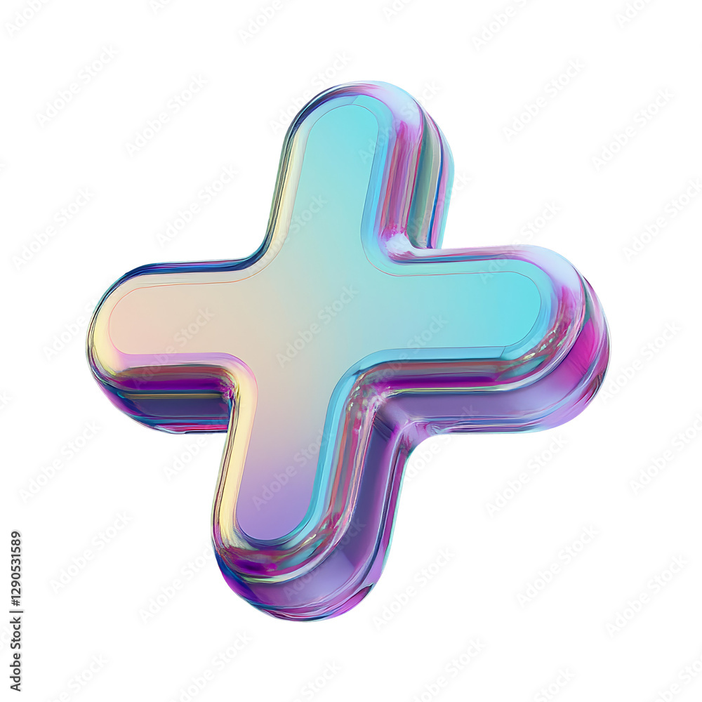 Iridescent Plus Sign: A 3D Render of a Colorful Plus Symbol Stock ...