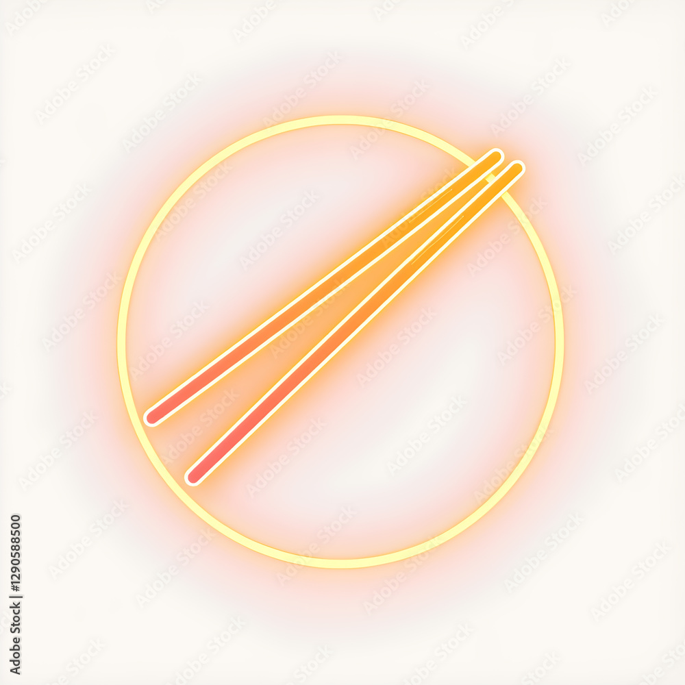 Chopsticks holographic 3D icon. neon symbol vector illustration ...