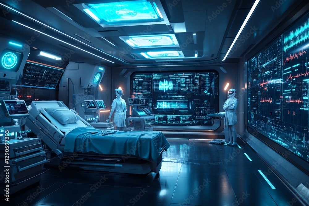 Advanced medical facility features a high-tech recovery room with staff ...