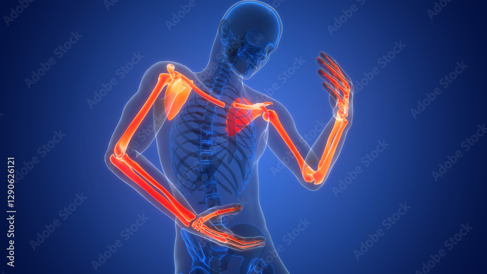 Human Skeleton System Upper Limb Bone Joints Anatomy Stock Illustration ...