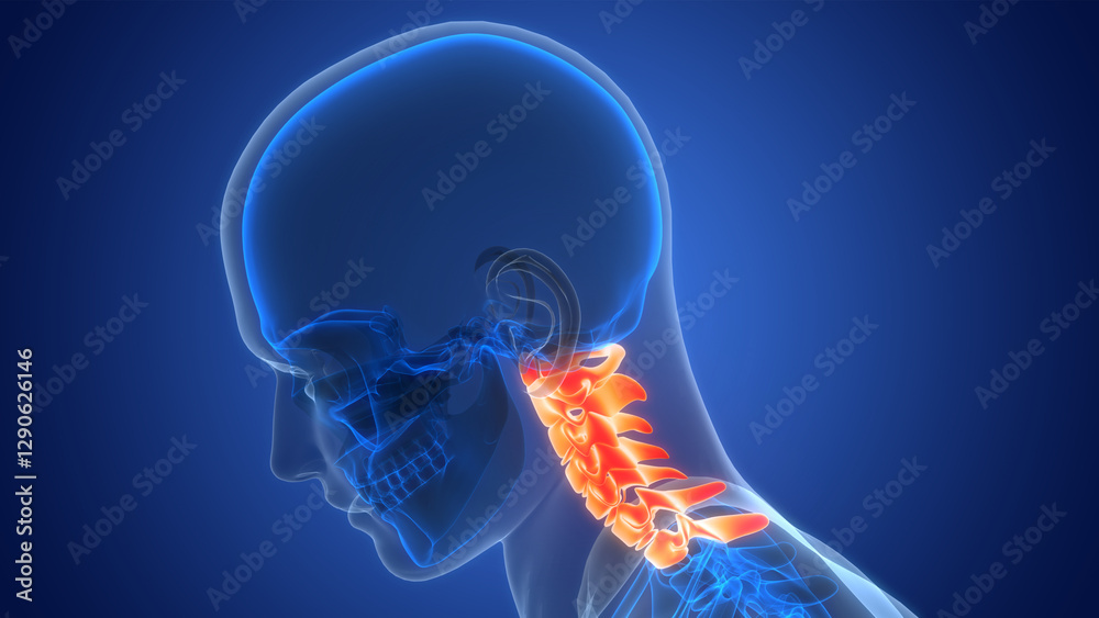 Spinal Cord Vertebral Column Cervical Vertebrae of Human Skeleton ...