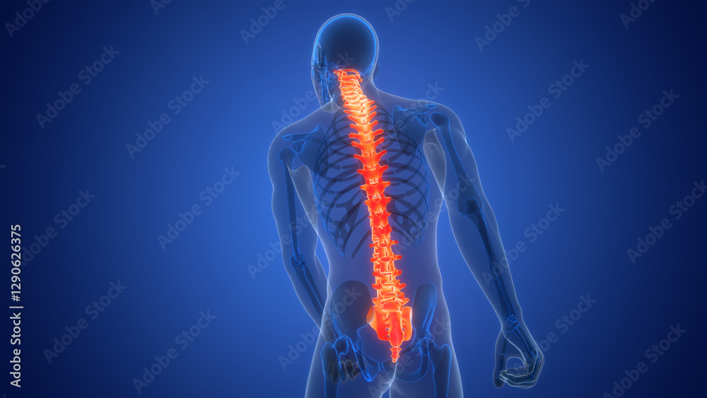Spinal Cord Vertebral Column of Human Skeleton System Anatomy Stock ...