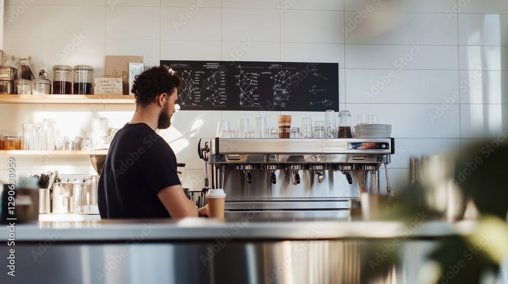 Personalized zodiac menu experience in a trendy cafe where a barista ...