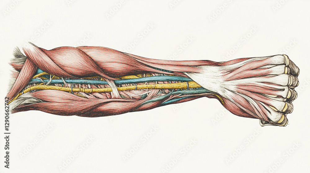 A compelling anatomical study of the human forearm, with a focus on the ...