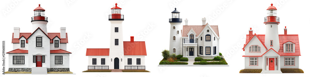 Charming Lighthouses By The Seaside Coastal Architectural Showcasing ...