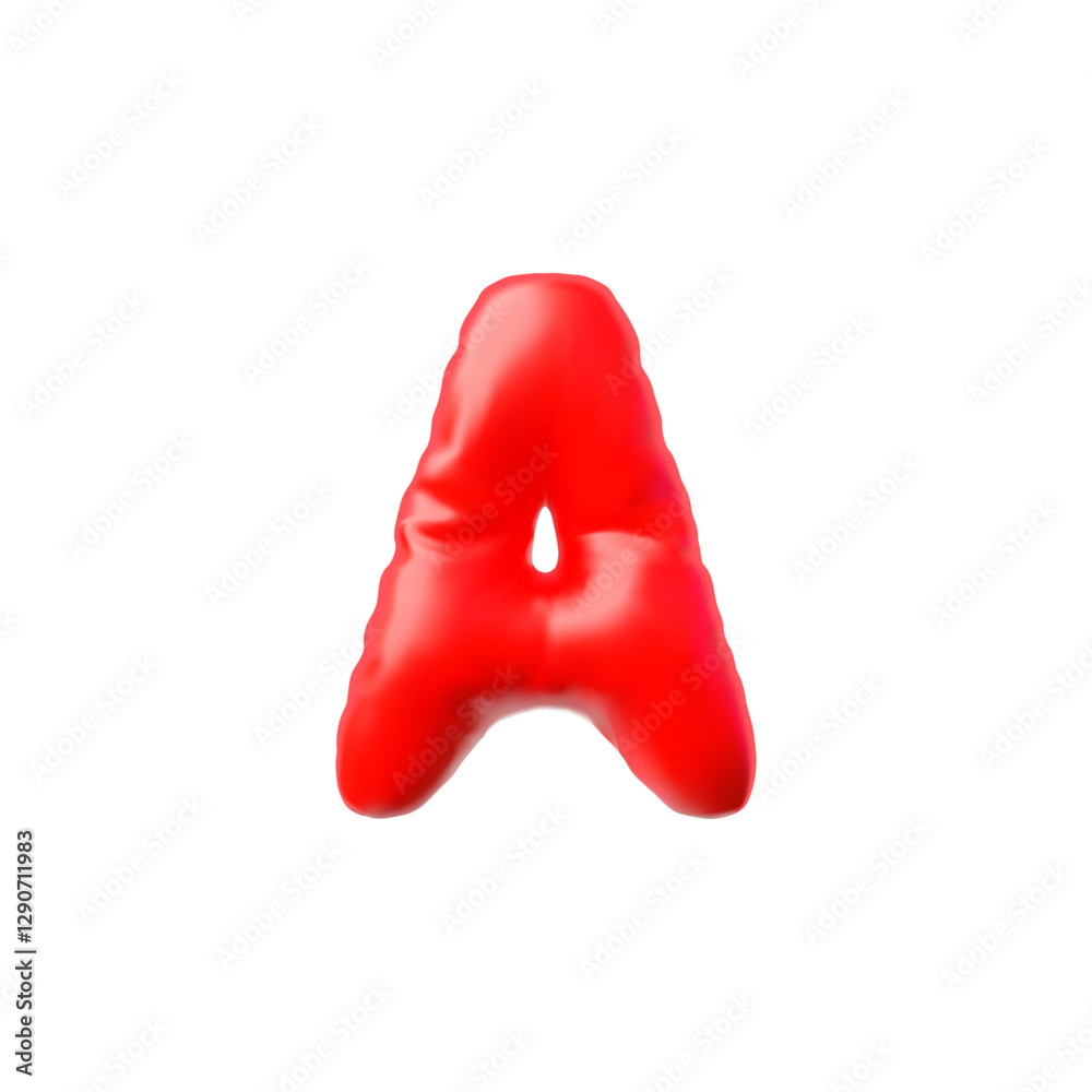 English alphabet uppercase letter A from red air inflated balloon 3D ...