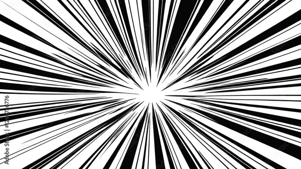 Comic speed lines effect. Radial explosion on white background. Manga ...