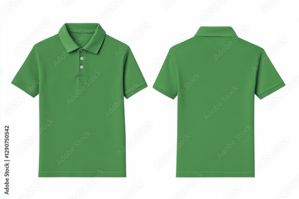 Green Polo Shirt Mockup Template Design Front and Back View Isolated on ...