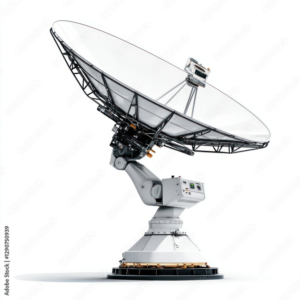 Detailed and sharp image of a flat-panel satellite dish on a white ...