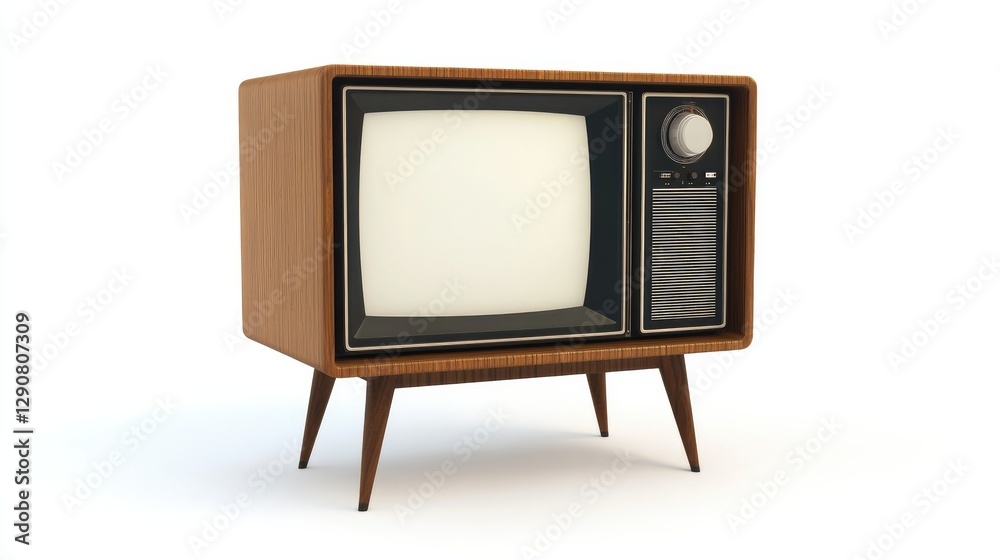 Mid-century style TV with vintage appeal, featuring a black-and-white ...