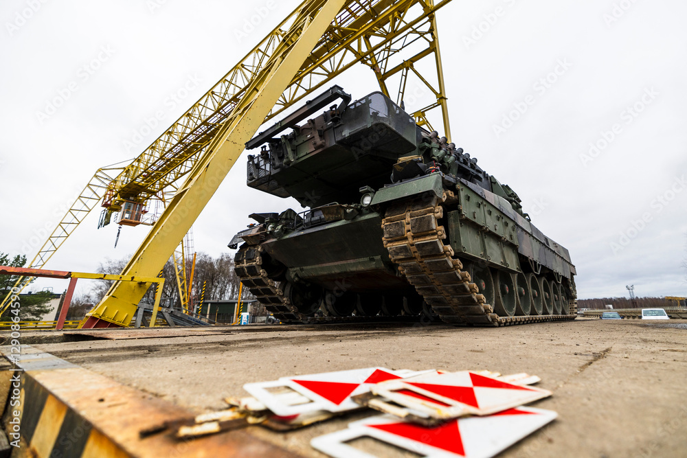 A German Leopard 2A7 main battle tank with enhanced armor and ...