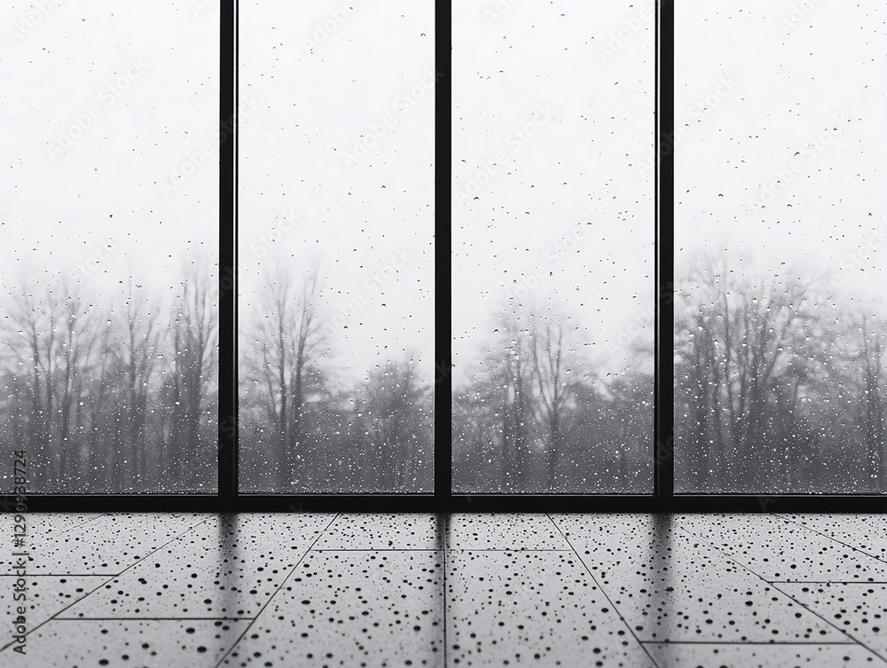 Bold Rain Drops on Large Window Illustration Ideal for Modern Creative ...