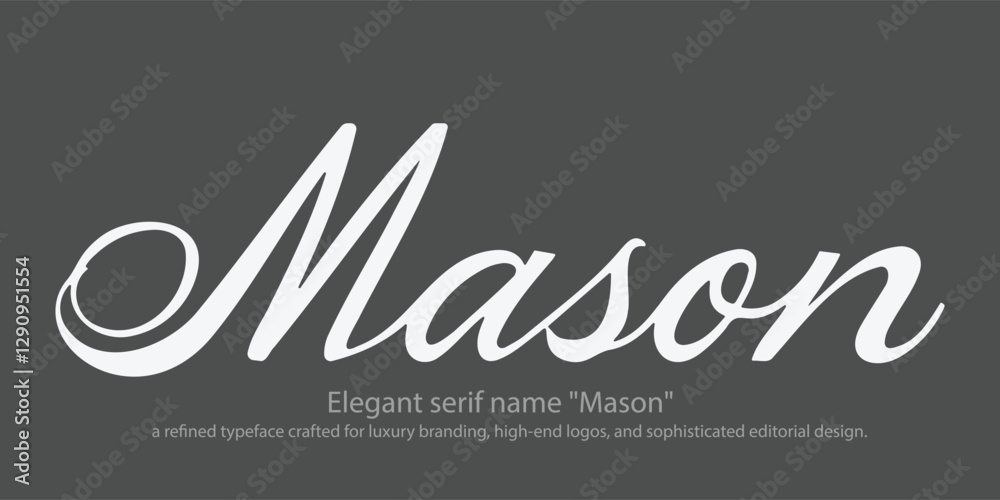 Vector de Stock Elegant serif name "Mason"—a refined typeface crafted ...
