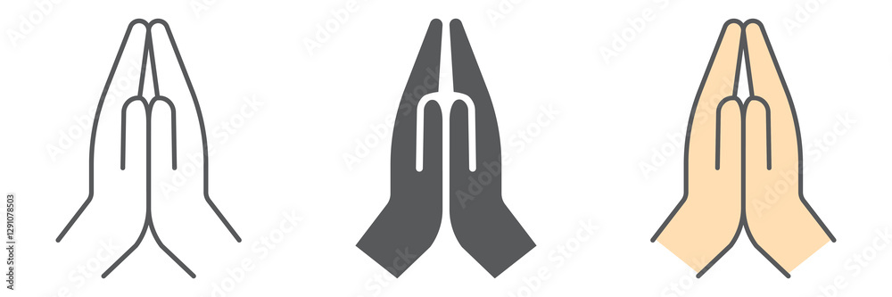 Pray icon collection, religion and prayer, hands praying icon set ...