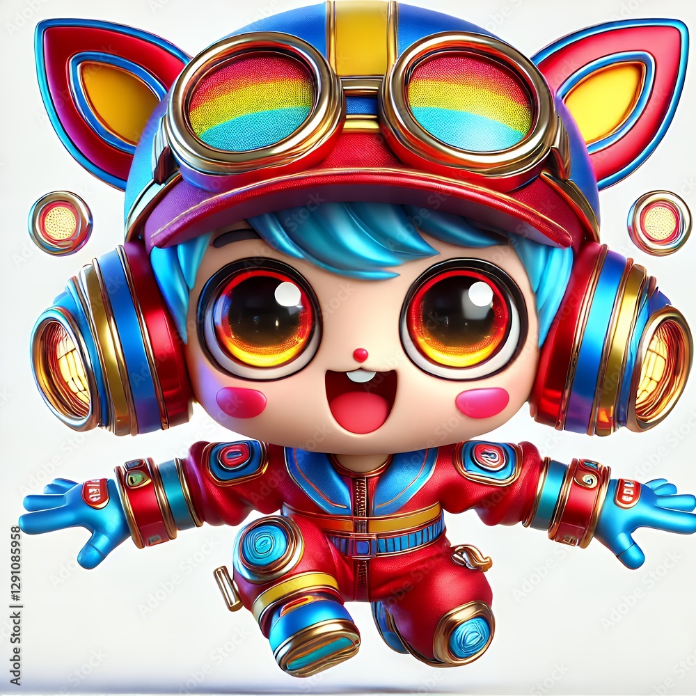 A cute and vibrant character designed for NFTs, with large expressive ...