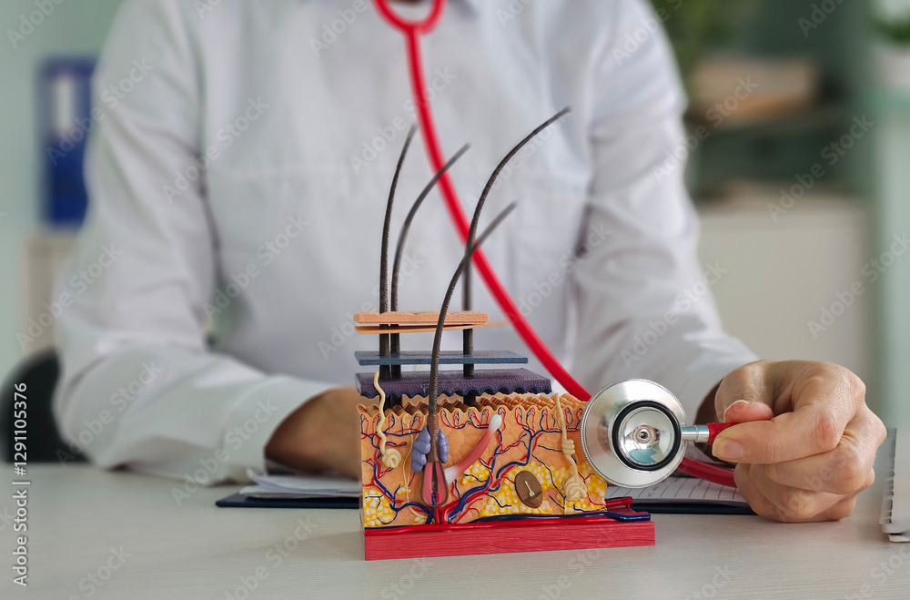 Understanding skin anatomy through a detailed model and stethoscope ...