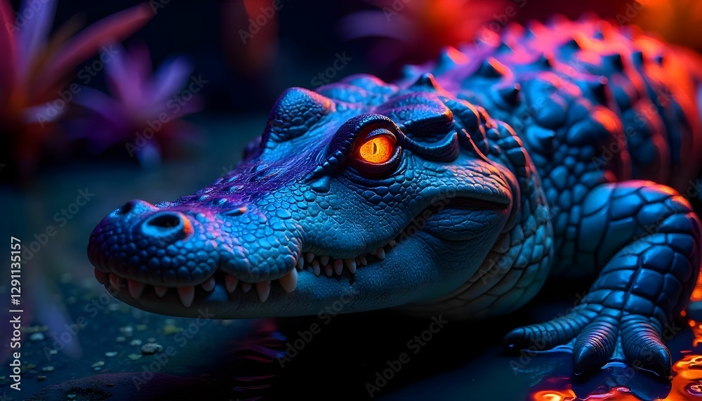 A highly detailed and realistic alligator with textured blue scales ...