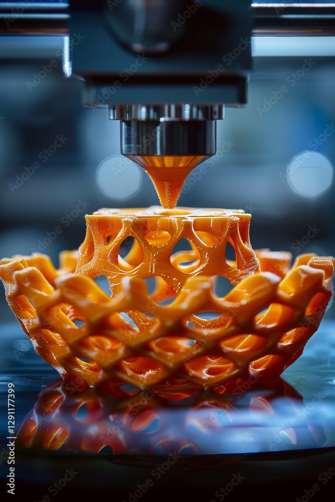 3D printing: creating an object with visible plastic layers showing the design process Stock ...