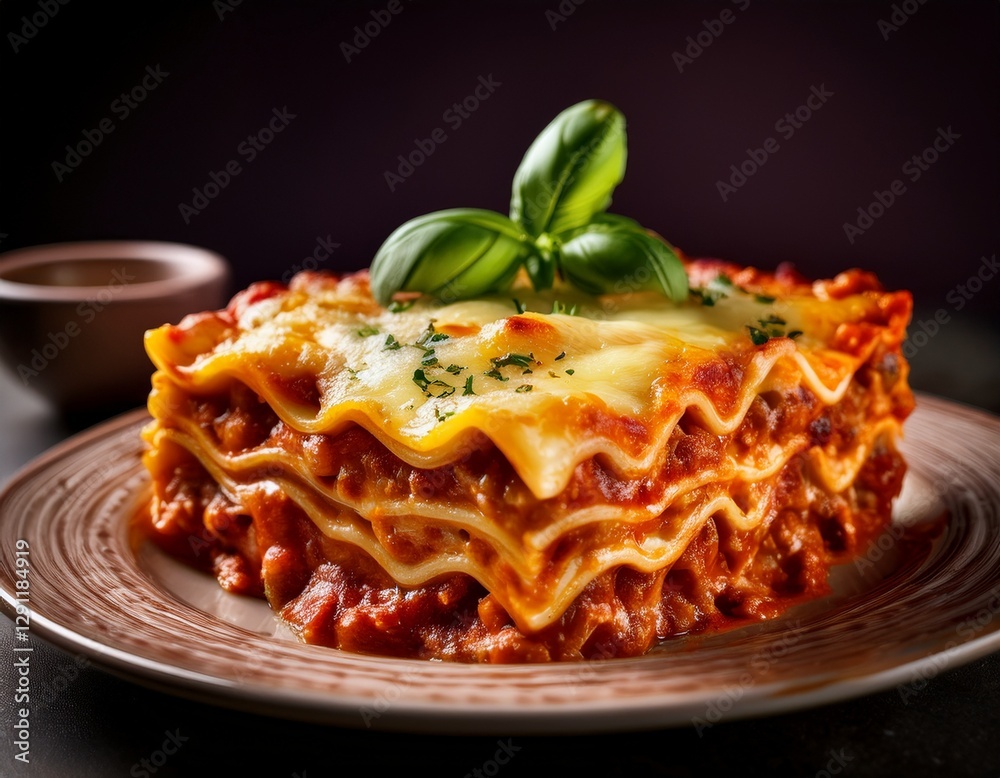 Fotografía de estudio profesional Imagen de lasaña, magnífica lasaña ...