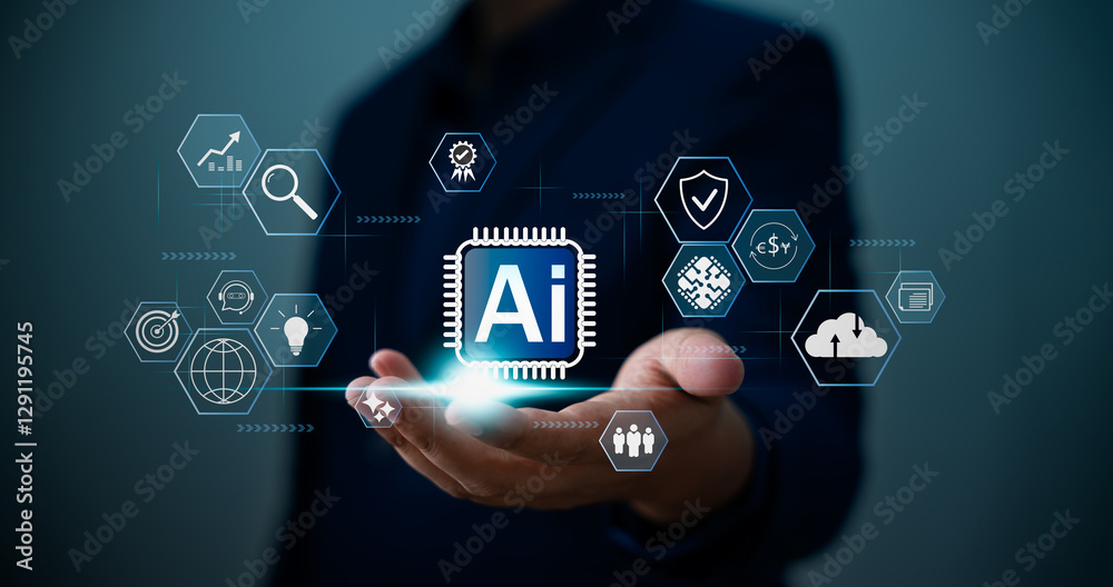 Businessman Holding The Ai Artificial Intelligence Ai Automation