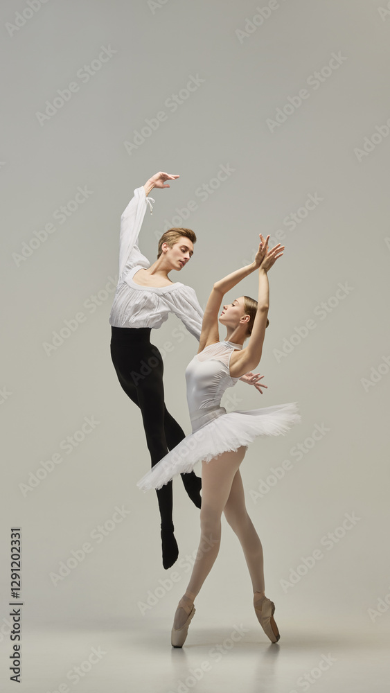Elegant ballet moment captured mid-movement, highlighting form, control ...