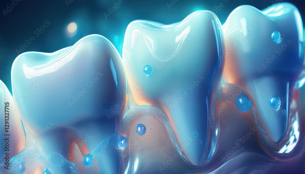 Bright and colorful visualization highlights dental health with shiny ...
