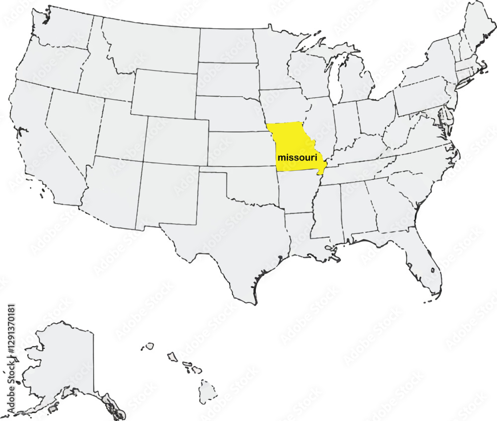 Missouri State, USA, vector map isolated on United states map. Editable ...