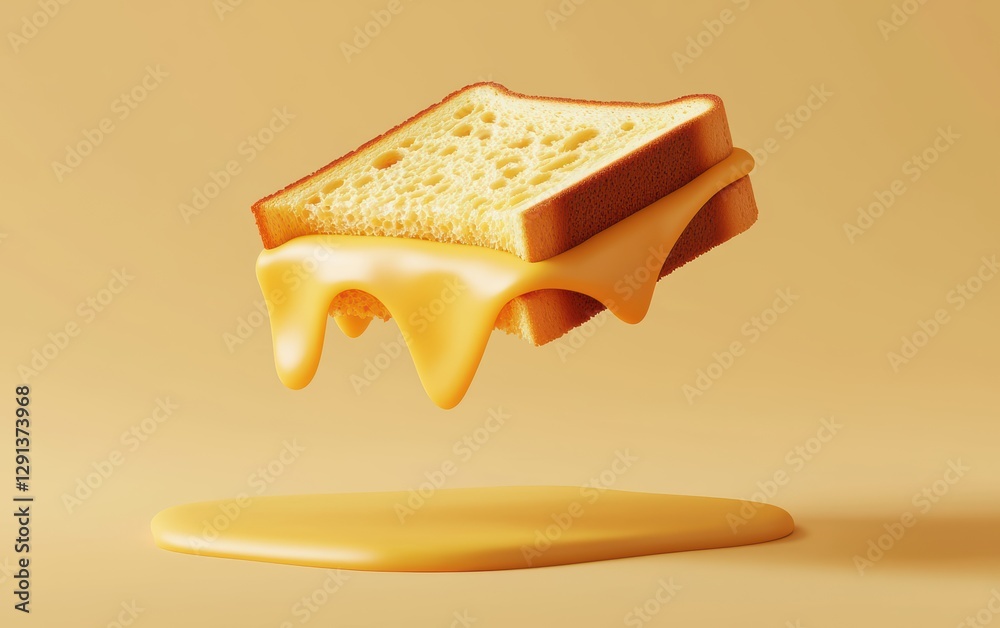 Floating grilled cheese sandwich with cheddar pull on a melting cheese ...