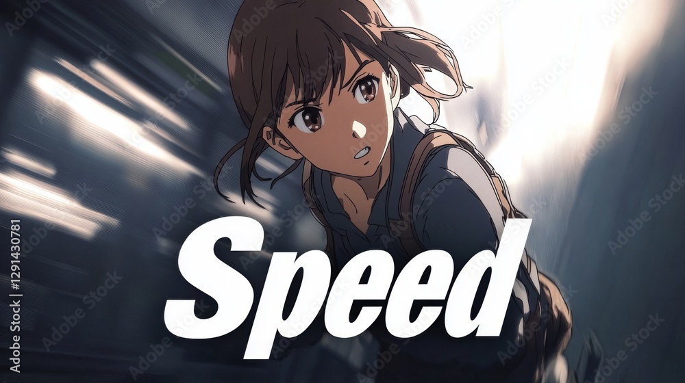 anime graphic that resembles to the movie poster "Speed" with the word ...