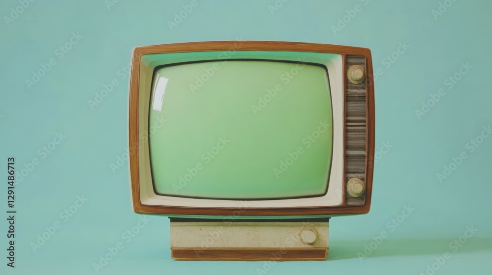 Vintage Retro Television Set Green Screen 1950s Style Classic TV ...