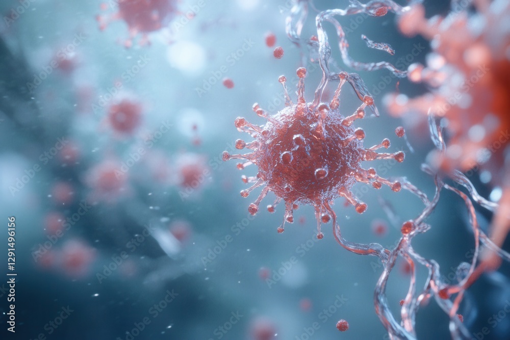 A high-resolution CGI animation of a measles virus cell replicating ... A high-resolution CGI animation of a measles virus cell replicating ...