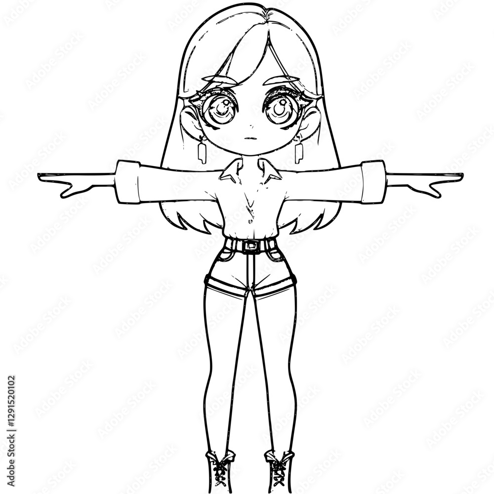 Cartoon character in T-pose for 2D animation in SVG Stock Vector ...